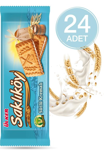 Ülker Saklıköy Sütlü Kremalı Bisküvi Mavi 100 gr x 24