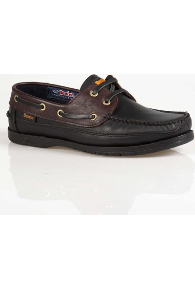 Dexter Günlük Siyah - Bordo Büyük Beden Hakiki Deri Ayakkabı Dx050