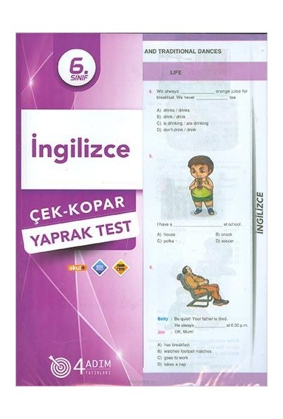 4 Adım 6. Sınıf İngilizce Çek Kopar Yaprak Test