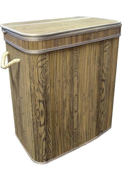 Lorin Bambu Katlanır Üç Hazneli Kirli Çamaşır Sepeti