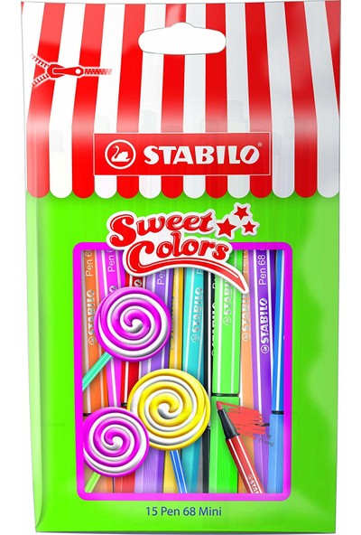 Stabilo Pen 68 Mini Sweet Colors 15'li Paket - 1 mm Uç