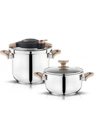 Schafer Galaxis 4+6,5 Lt 2'li Düdüklü Tencere Seti-Rosegold Schafer Galaxis 4+6,5 Lt 2'li Düdüklü Tencere Seti-Rosegold