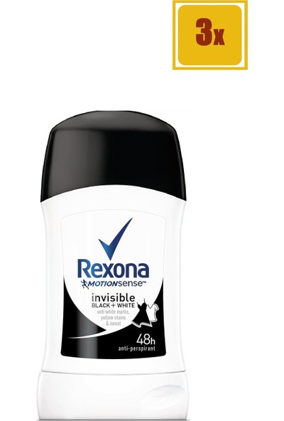Rexona Invisible Black + White Women 50 ml Deo Stick 3'lü Set