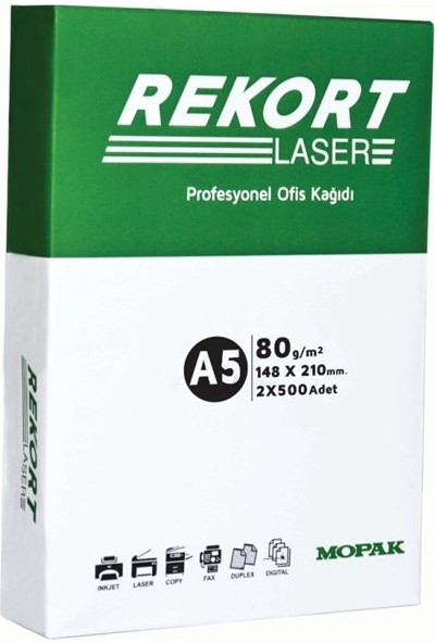 Mopak Rekort A5 80 gr 1 Koli 5X1000 Yaprak Fotokopi Kağıdı Mopak Rekort A5 80 gr 1 Koli 5X1000 Yaprak Fotokopi Kağıdı
