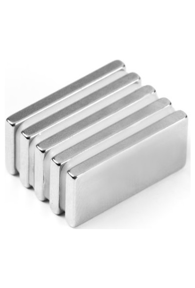 Dünya Magner Neodyum Mıknatıs 5'li 20 x 10 x 3 mm Süper Güçlü Magnet