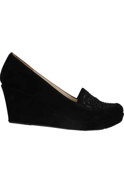 Kahyalar 1150 Siyah 7Cm Dolgu Topuklu Günlük Kadın Ayakkabı