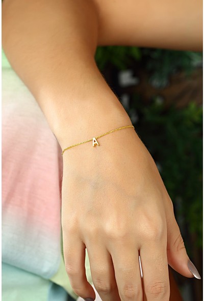 Azuris 925 Ayar Gümüş Üç Boyutlu Harf Bileklik