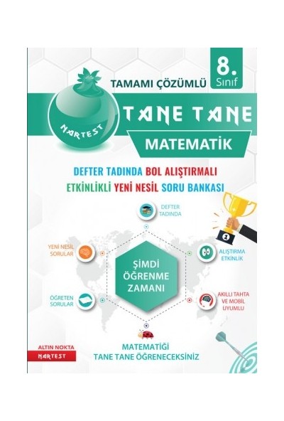 Nar Test Yayınları 8. Sınıf Tane Tane Matematik Defter Tadında Bol Alıştırmalı Etkinlikli Yeni Nesil Soru Bankası Nar Test Yayınları 8. Sınıf Tane Tane Matematik Defter Tadında Bol Alıştırmalı Etkinlikli Yeni Nesil Soru Bankası