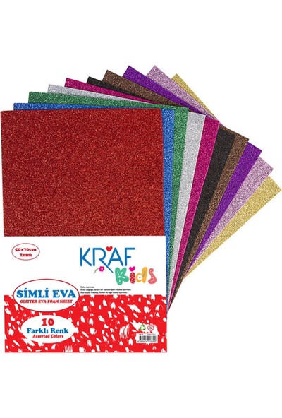 Kraf Kids Simli Eva 50 x 70 cm Karışık 10 Renk Kraf Kids Simli Eva 50 x 70 cm Karışık 10 Renk