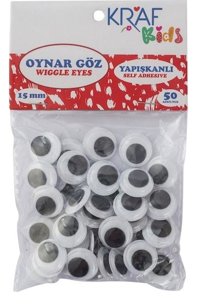 Kraf Kids Oynar Göz 15 mm 50'li Kraf Kids Oynar Göz 15 mm 50'li