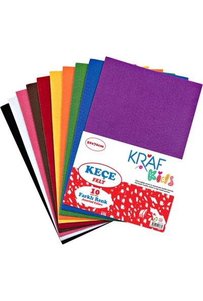 Kraf Kids Keçe 50 x 70 cm Karışık 10 Renk Kraf Kids Keçe 50 x 70 cm Karışık 10 Renk