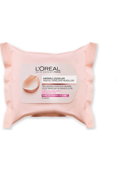L'Oréal Paris Değerli Çiçekler Makyaj Temizleme Mendilleri Kuru ve Hassas Ciltler L'Oréal Paris Değerli Çiçekler Makyaj Temizleme Mendilleri Kuru ve Hassas Ciltler
