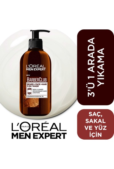 L'Oréal Paris Men Expert Barber Club 3’Ü 1 Arada Yıkama Sakal, Yüz Ve Saç İçin 200 Ml L'Oréal Paris Men Expert Barber Club 3’Ü 1 Arada Yıkama Sakal, Yüz Ve Saç İçin 200 Ml