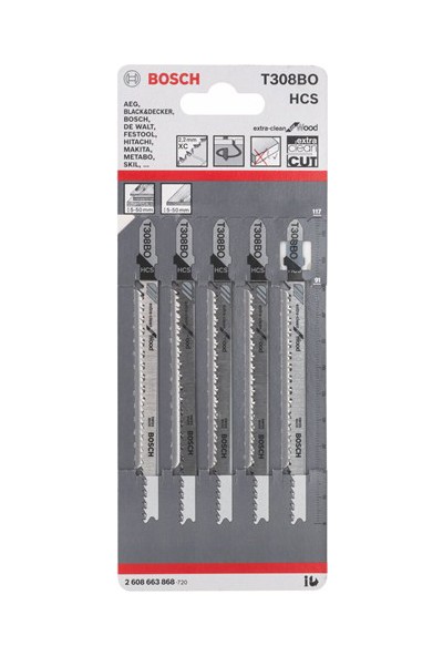 Bosch - Ekstra Temiz Kesim Serisi Ahşap İçin T 308 Bo Dekupaj Testeresi Bıçağı - 5'Li Paket Bosch - Ekstra Temiz Kesim Serisi Ahşap İçin T 308 Bo Dekupaj Testeresi Bıçağı - 5'Li Paket