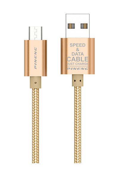 Pineng PN-306 Micro USB 2 Metre Örgülü Altın Kablo