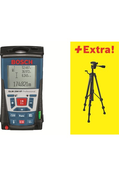 Bosch GLM 250 VF Profesyonel Uzaklık Ölçer/Lazer Metre 250M + BS 150 Tripod Bosch GLM 250 VF Profesyonel Uzaklık Ölçer/Lazer Metre 250M + BS 150 Tripod