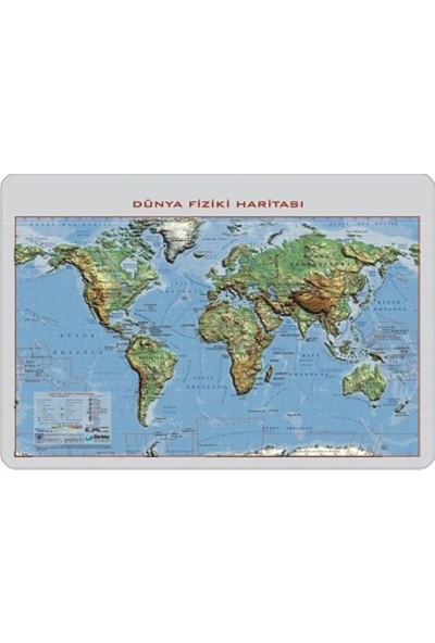 35x50 Kabartma Dünya Fiziki Haritası