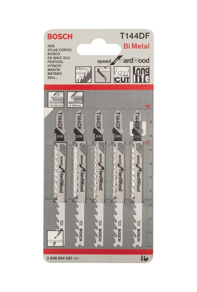 Bosch - Hızlı Kesim Serisi Sert Ahşap İçin T 144 Df Dekupaj Testeresi Bıçağı - 5'Li Paket Bosch - Hızlı Kesim Serisi Sert Ahşap İçin T 144 Df Dekupaj Testeresi Bıçağı - 5'Li Paket