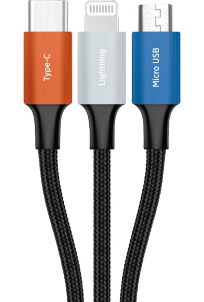 Polosmart PSM13 3 Çıkışlı 1 Metre Hızlı Şarj Kablosu