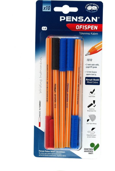 Pensan Tükenmez Kalem Ofispen 1010 Karışık 10 Lu Pensan Tükenmez Kalem Ofispen 1010 Karışık 10 Lu