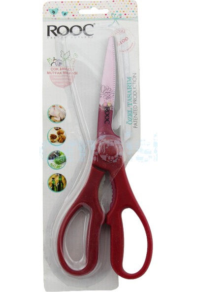 Rocc Desenli Mutfak Makası - Kırmızı