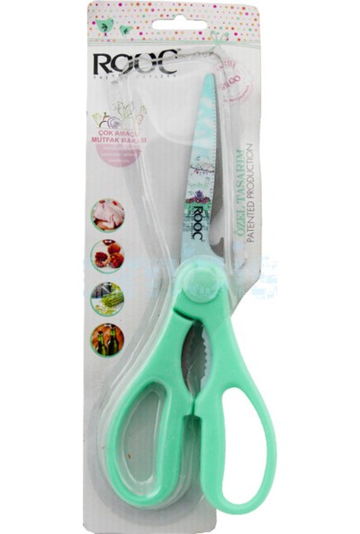 Rocc Desenli Mutfak Makası - Yeşil