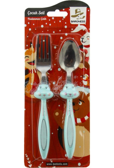 Barones Mama Çatal Kaşık Seti - Mavi