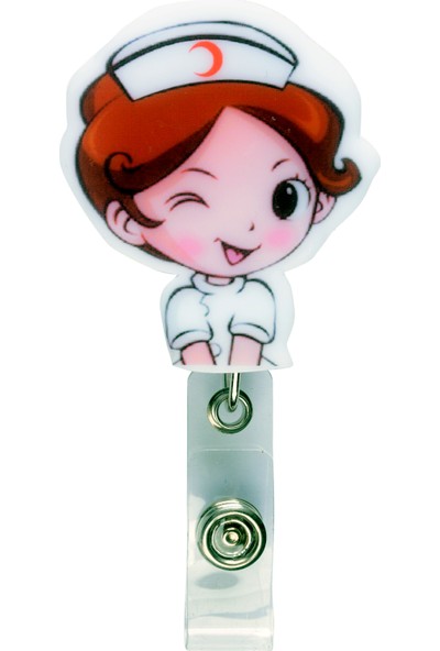 Nur Ortopedi Göz Kırpan Hemşire Temalı Yoyo Yaka Kartlığı