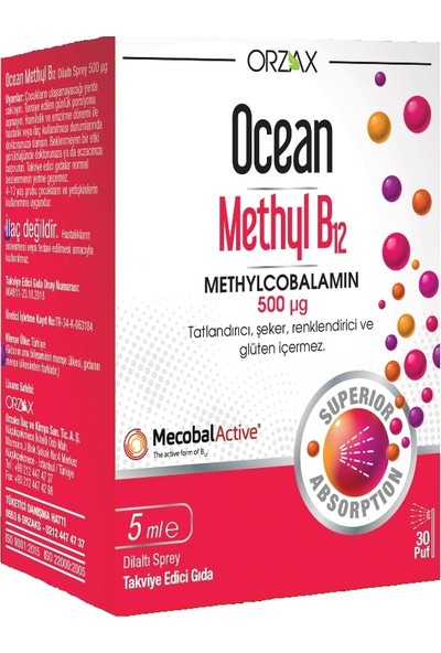Ocean Methyl B12 500 mcg Sprey 5 ml Ocean Methyl B12 500 mcg Sprey 5 ml