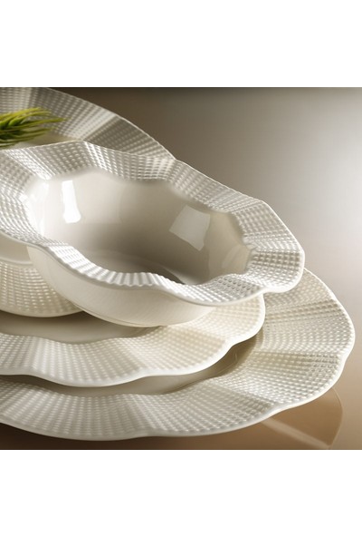 Kütahya Porselen Milena Krem 12 Kişilik 48 Prç Yemek Takımı