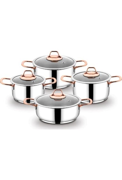 Schafer Rein 8 Parça Çelik Tencere Seti-Bakır