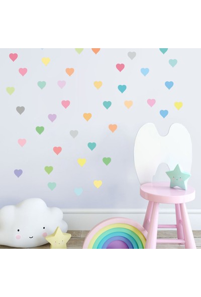 Dekor Loft Pastel Kalpler Çocuk Odası Duvar Sticker CS-802 Dekor Loft Pastel Kalpler Çocuk Odası Duvar Sticker CS-802