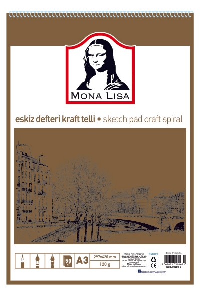 Südor Mona Lisa Eskiz Defteri Kraft Telli A3 - 120 g Südor Mona Lisa Eskiz Defteri Kraft Telli A3 - 120 g