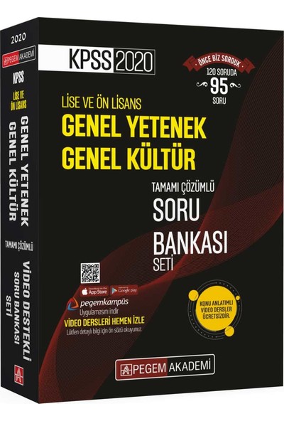 Pegem Akademi 2020 KPSS Lise Ve Önlisans Genel Yetenek Genel Kültür Tamamı Çözümlü Soru Bankası Seti Pegem Akademi 2020 KPSS Lise Ve Önlisans Genel Yetenek Genel Kültür Tamamı Çözümlü Soru Bankası Seti