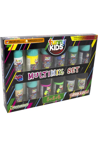 Funny Kids 8+2+2 Multimix Set 12 Renk x 20 ml Funny Kids 8+2+2 Multimix Set 12 Renk x 20 ml