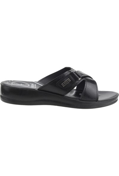 Gezer 7187 Günlük Cırtlı Kadın Terlik Siyah