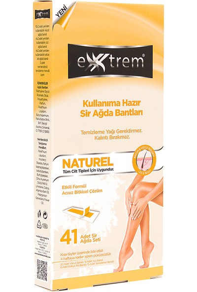 Extrem Naturel Kullanıma Hazır Sir Ağda Bantları 41'li Extrem Naturel Kullanıma Hazır Sir Ağda Bantları 41'li