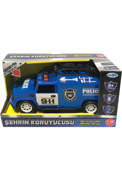 Mega Oyuncak Sürtmeli Sesli Işıklı Polis Aracı Mega Oyuncak Sürtmeli Sesli Işıklı Polis Aracı
