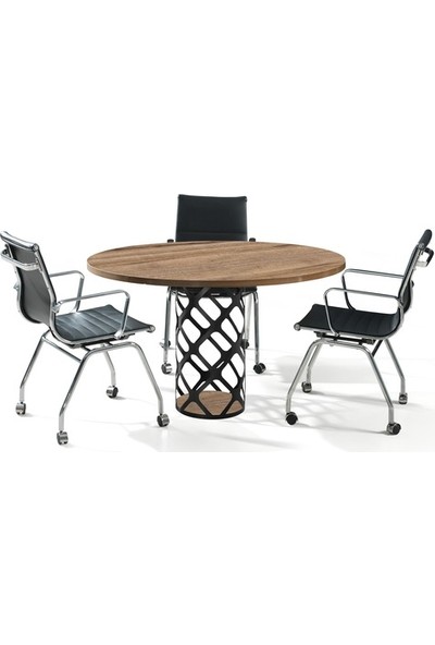 Uzay Ofis Maksimus Yuvarlak Toplantı Masası -Rustik Meşe - Siyah Uzay Ofis Maksimus Yuvarlak Toplantı Masası -Rustik Meşe - Siyah