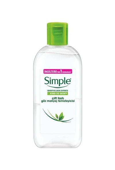 Simple Kind To Skin Hassas Ciltlere Uygun Kirpik Besleyen Çift Fazlı Göz Makyaj Temizleyicisi 125 ML Simple Kind To Skin Hassas Ciltlere Uygun Kirpik Besleyen Çift Fazlı Göz Makyaj Temizleyicisi 125 ML