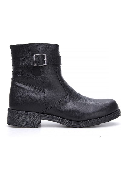 Scooter Su Geçirmez Hakiki Deri Siyah Kadın Fermuarlı Bot Z5293DS