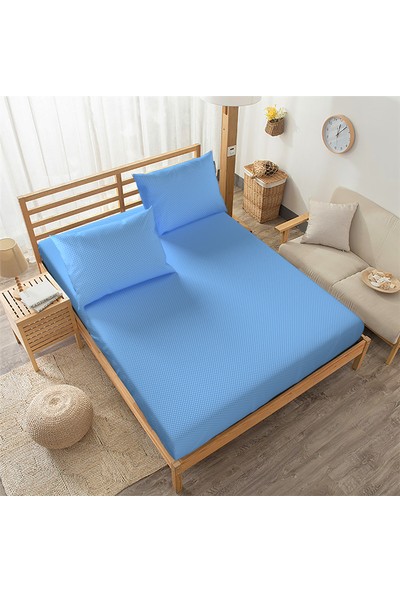 Mıss Royal Çift Kişilik Lastikli Çarşaf Takımı Ranforce Pamuk Puantiyeli Mavi Mıss Royal Çift Kişilik Lastikli Çarşaf Takımı Ranforce Pamuk Puantiyeli Mavi