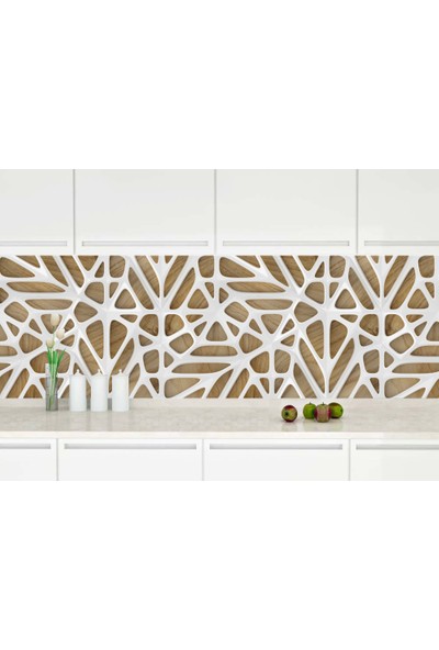 Renkli Duvarlar Mutfak Tezgah Arası Ahşap Motif Desen Folyo Kaplama Sticker