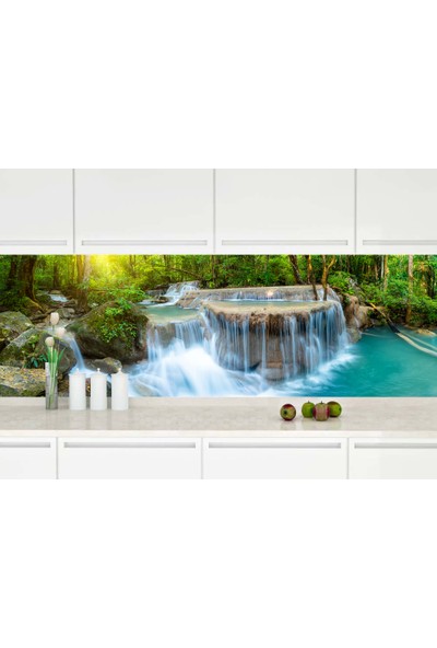 Renkli Duvarlar Mutfak Tezgah Arası Şelale Desenli Folyo Kaplama Sticker Renkli Duvarlar Mutfak Tezgah Arası Şelale Desenli Folyo Kaplama Sticker