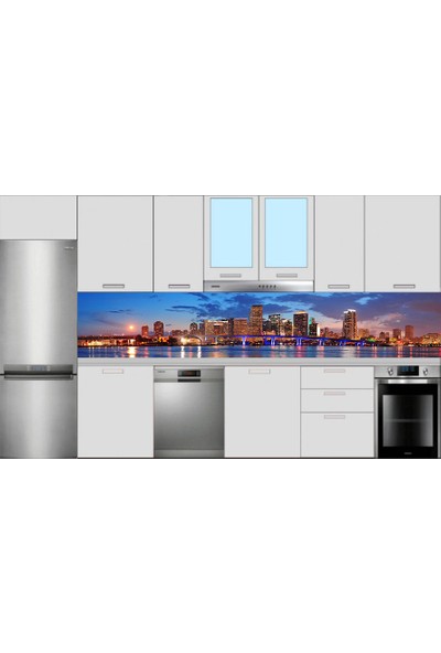 Renkli Duvarlar Mutfak Tezgah Arası Işıklı Şehir Desen Folyo Kaplama Sticker Renkli Duvarlar Mutfak Tezgah Arası Işıklı Şehir Desen Folyo Kaplama Sticker