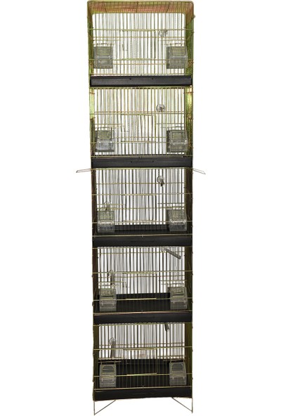 Canser 5 Katlı Ötüş Kafesi, Sarı Galvaniz Kalın Telli