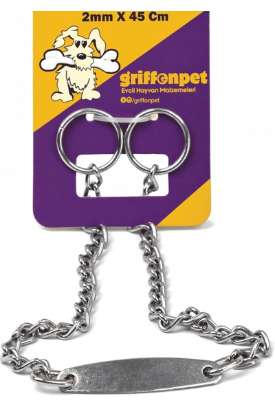 Griffonpet Köpekler için İsimlikli Zincir Tasma 2,0 mm X 45 cm Griffonpet Köpekler için İsimlikli Zincir Tasma 2,0 mm X 45 cm