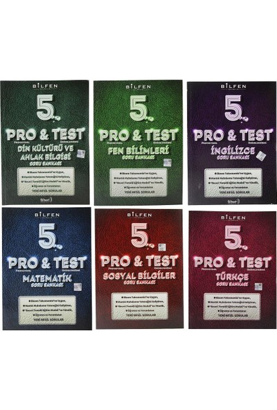 Bilfen 5. Sınıf Pro & Test Soru Bankası Seti 6 Kitap