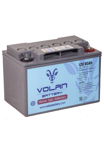Volan Battery 12 Volt 80 Ah (Amper) Marin Jel Akü