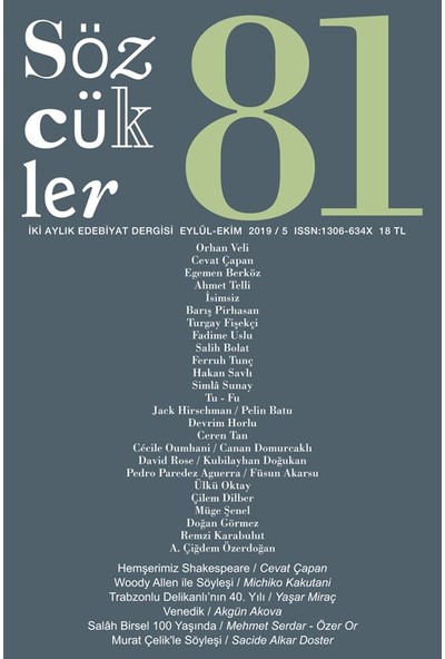 Sözcükler Dergisi Eylül-Ekim 2019 Sayı: 81 Sözcükler Dergisi Eylül-Ekim 2019 Sayı: 81